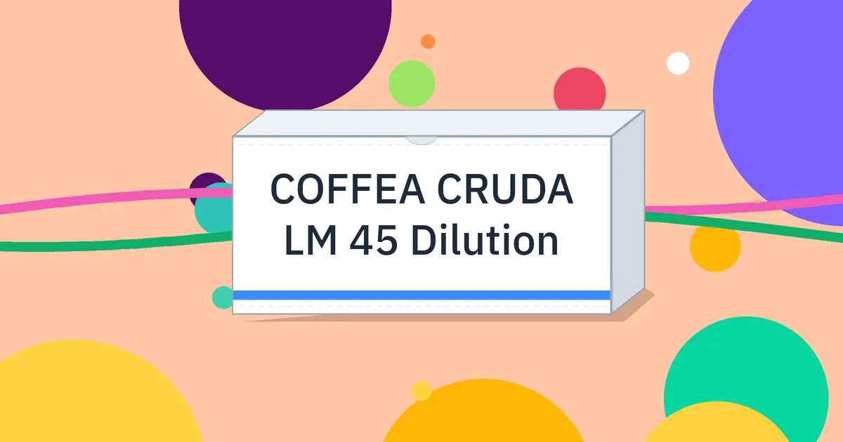Symbolbild: Packung mit der Aufschrift COFFEA CRUDA LM 45 Dilution (PZN 12831054) – Verfügbarkeit und Bezug in Apotheken in Frankfurt am Main