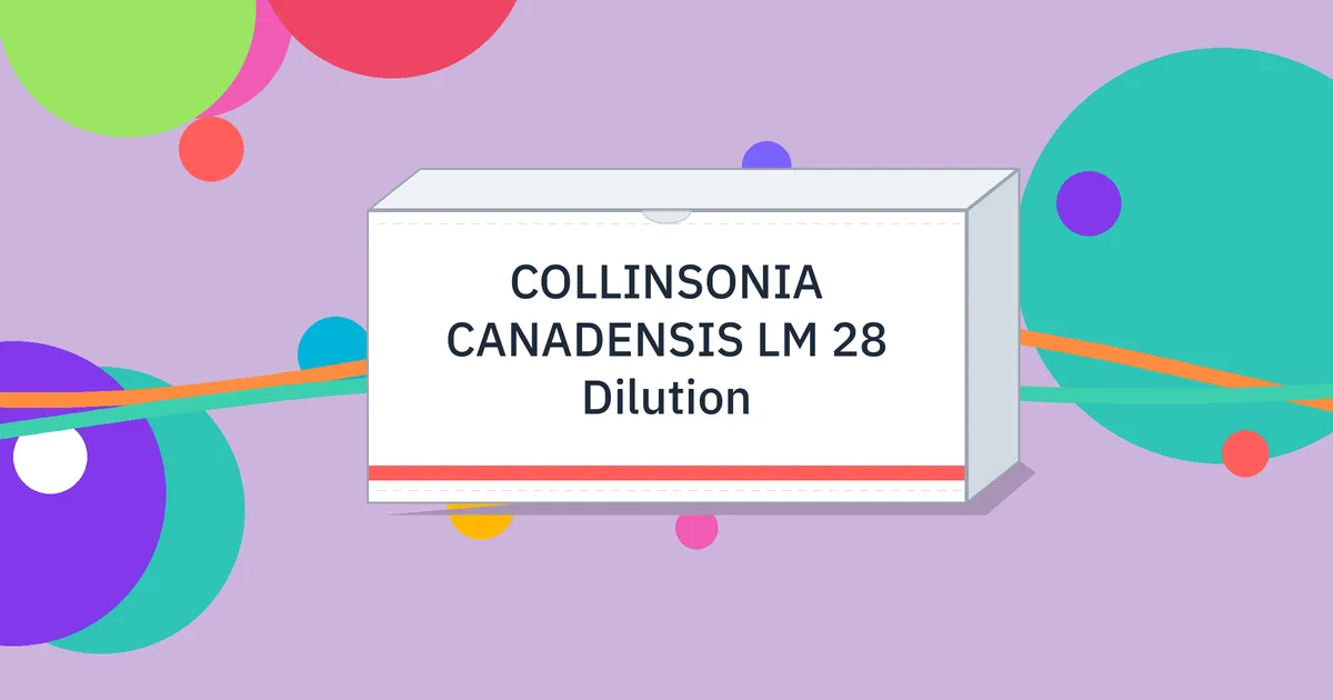 Symbolbild: Packung mit der Aufschrift COLLINSONIA CANADENSIS LM 28 Dilution (PZN 13448015) – Verfügbarkeit und Bezug in Apotheken in Frankfurt am Main