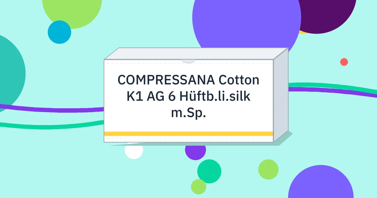 Symbolbild: Packung mit der Aufschrift COMPRESSANA Cotton K1 AG 6 Hüftb.li.silk m.Sp. (PZN 12980920) – Verfügbarkeit und Bezug in Apotheken in Frankfurt am Main