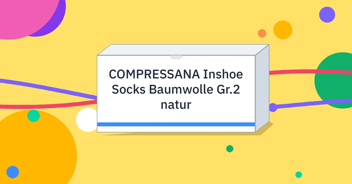 Symbolbild: Packung mit der Aufschrift COMPRESSANA Inshoe Socks Baumwolle Gr.2 natur (PZN 09210940) – Verfügbarkeit und Bezug in Apotheken in Frankfurt am Main