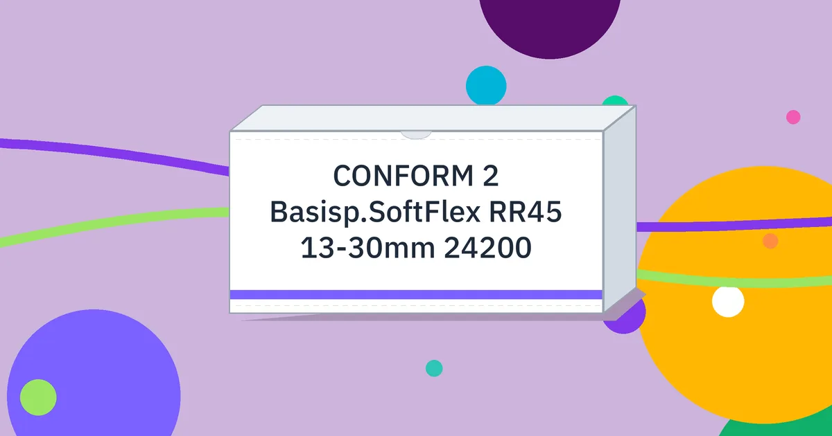 Symbolbild: Packung mit der Aufschrift CONFORM 2 Basisp.SoftFlex RR45 13-30mm 24200 (PZN 00347353) – Verfügbarkeit und Bezug in Apotheken in Frankfurt am Main