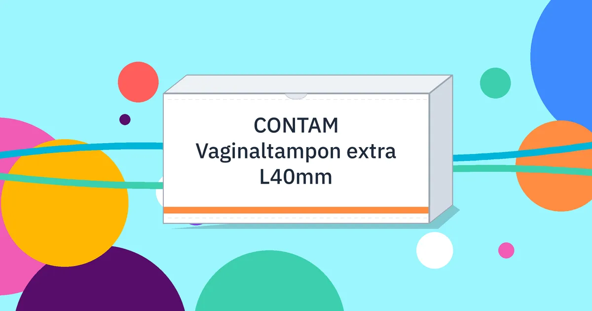 Symbolbild: Packung mit der Aufschrift CONTAM Vaginaltampon extra L40mm (PZN 19278175) – Verfügbarkeit und Bezug in Apotheken in Frankfurt am Main