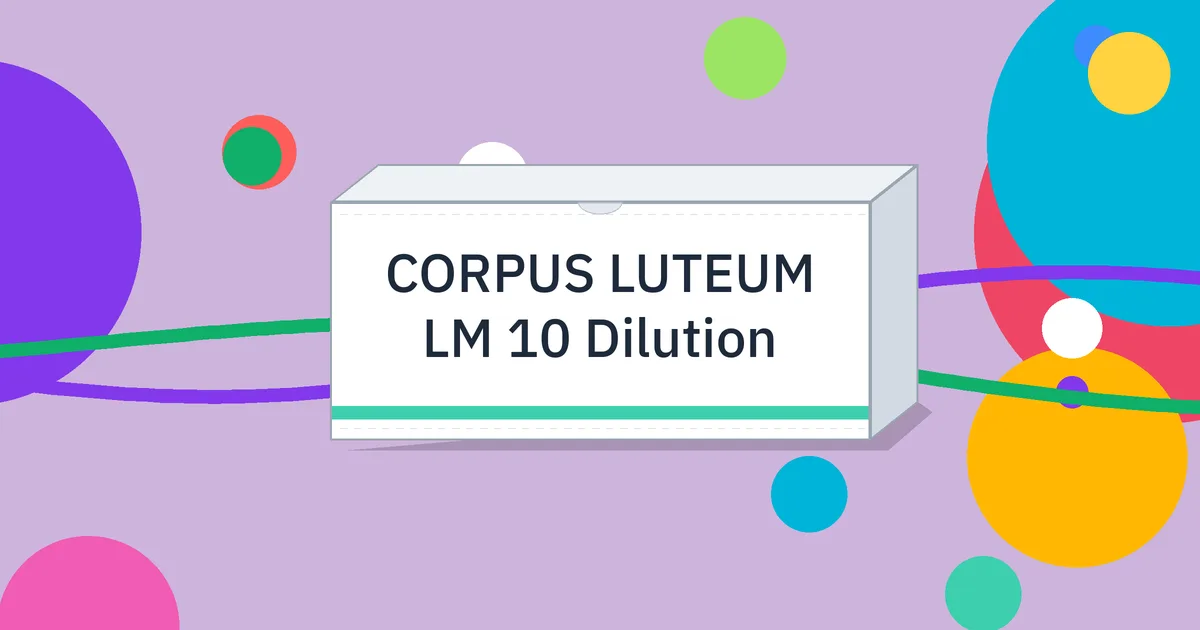 Symbolbild: Packung mit der Aufschrift CORPUS LUTEUM LM 10 Dilution (PZN 12834868) – Verfügbarkeit und Bezug in Apotheken in Frankfurt am Main