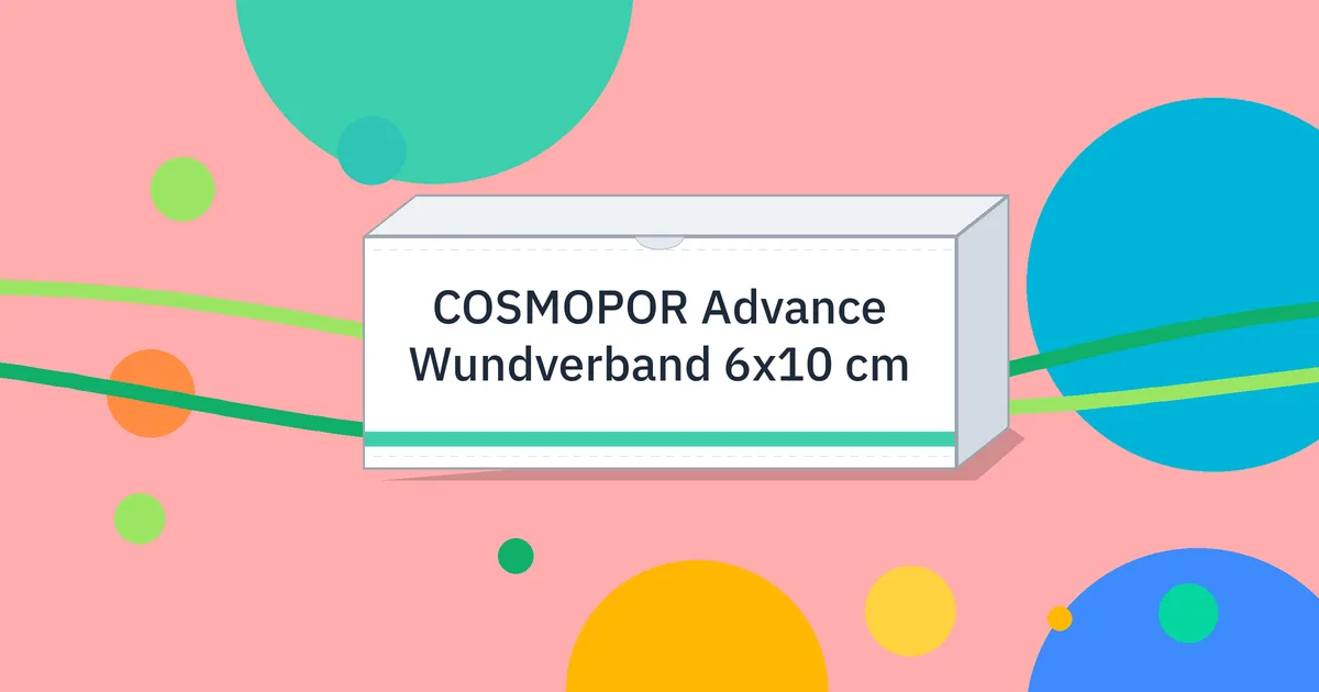 Symbolbild: Packung mit der Aufschrift COSMOPOR Advance Wundverband 6x10 cm (PZN 20610640) – Verfügbarkeit und Bezug in Apotheken in Frankfurt am Main