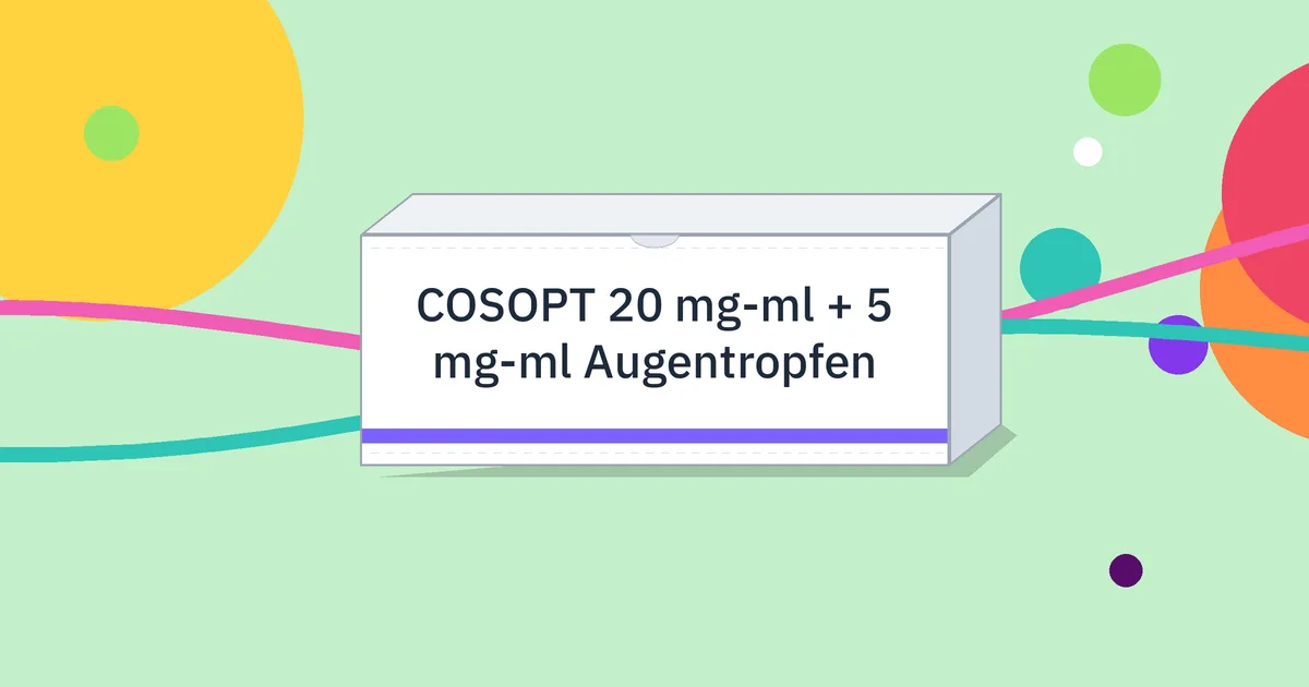 Symbolbild: Packung mit der Aufschrift COSOPT 20 mg-ml + 5 mg-ml Augentropfen (PZN 16147136) – Verfügbarkeit und Bezug in Apotheken in Frankfurt am Main