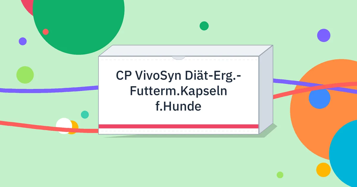 Symbolbild: Packung mit der Aufschrift CP VivoSyn Diät-Erg.-Futterm.Kapseln f.Hunde (PZN 19525248) – Verfügbarkeit und Bezug in Apotheken in Frankfurt am Main