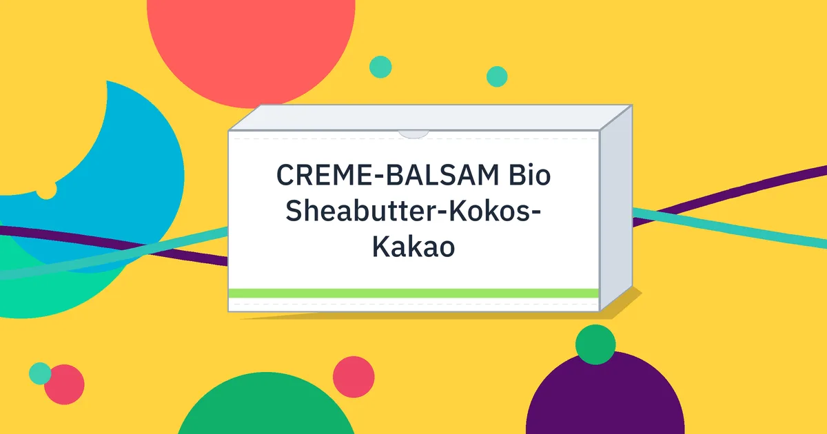 Symbolbild: Packung mit der Aufschrift CREME-BALSAM Bio Sheabutter-Kokos-Kakao (PZN 20381808) – Verfügbarkeit und Bezug in Apotheken in Frankfurt am Main