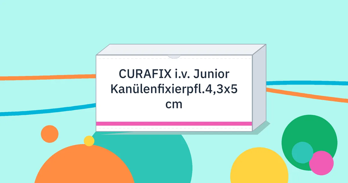 Symbolbild: Packung mit der Aufschrift CURAFIX i.v. Junior Kanülenfixierpfl.4,3x5 cm (PZN 14212355) – Verfügbarkeit und Bezug in Apotheken in Frankfurt am Main