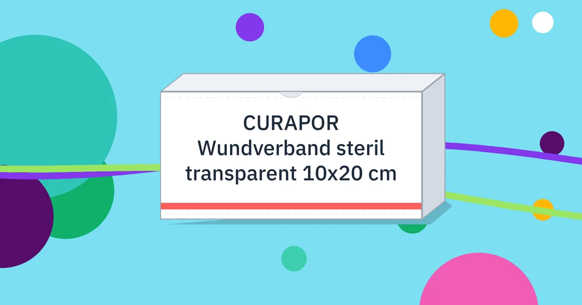 Symbolbild: Packung mit der Aufschrift CURAPOR Wundverband steril transparent 10x20 cm (PZN 16007576) – Verfügbarkeit und Bezug in Apotheken in Frankfurt am Main