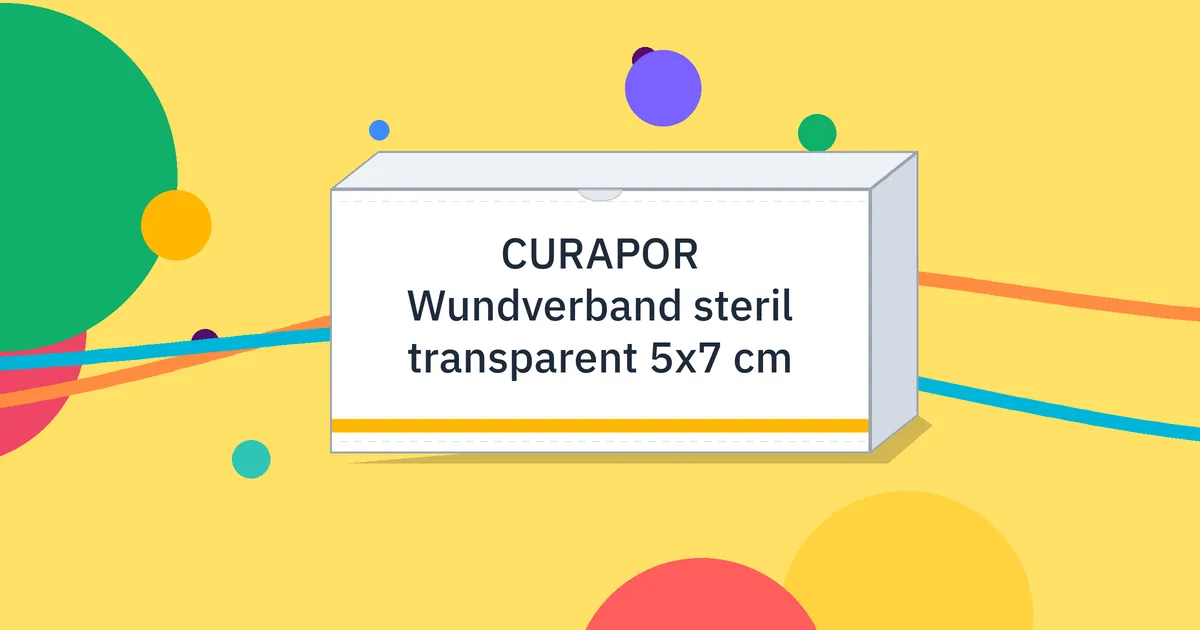 Symbolbild: Packung mit der Aufschrift CURAPOR Wundverband steril transparent 5x7 cm (PZN 19503755) – Verfügbarkeit und Bezug in Apotheken in Frankfurt am Main