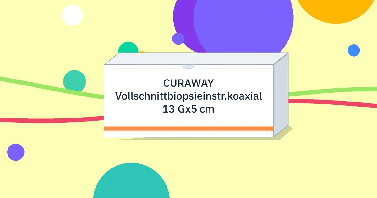 Symbolbild: Packung mit der Aufschrift CURAWAY Vollschnittbiopsieinstr.koaxial 13 Gx5 cm (PZN 20030061) – Verfügbarkeit und Bezug in Apotheken in Frankfurt am Main