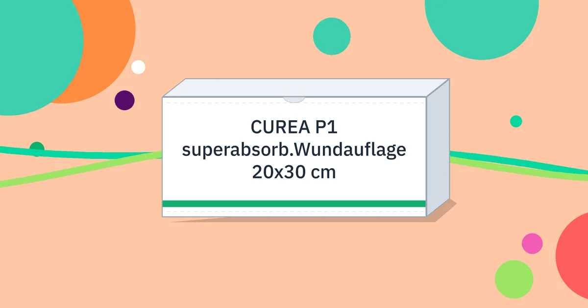 Symbolbild: Packung mit der Aufschrift CUREA P1 superabsorb.Wundauflage 20x30 cm (PZN 06563402) – Verfügbarkeit und Bezug in Apotheken in Frankfurt am Main