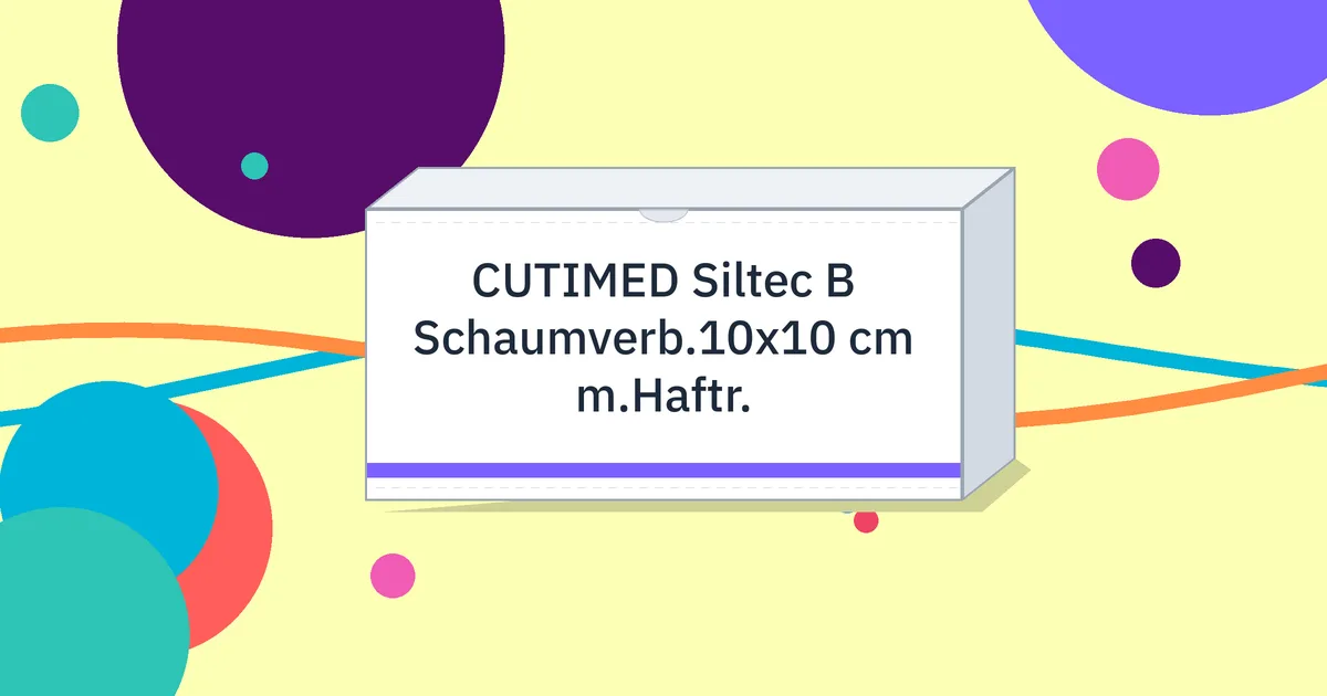 Symbolbild: Packung mit der Aufschrift CUTIMED Siltec B Schaumverb.10x10 cm m.Haftr. (PZN 13156620) – Verfügbarkeit und Bezug in Apotheken in Frankfurt am Main
