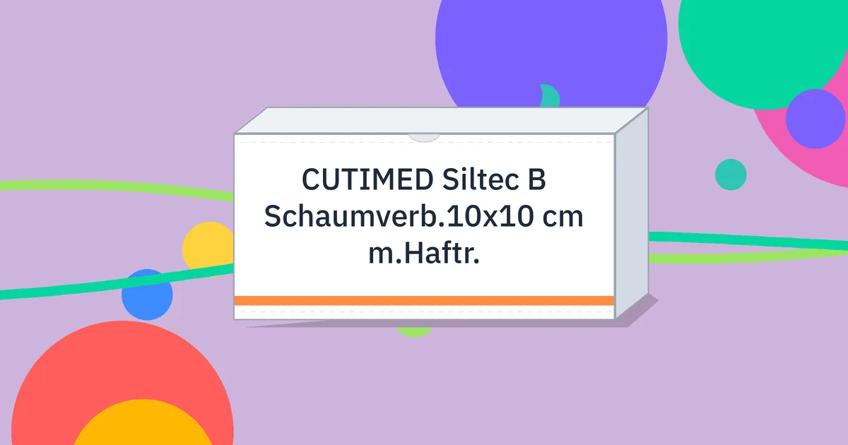 Symbolbild: Packung mit der Aufschrift CUTIMED Siltec B Schaumverb.10x10 cm m.Haftr. (PZN 20544848) – Verfügbarkeit und Bezug in Apotheken in Frankfurt am Main