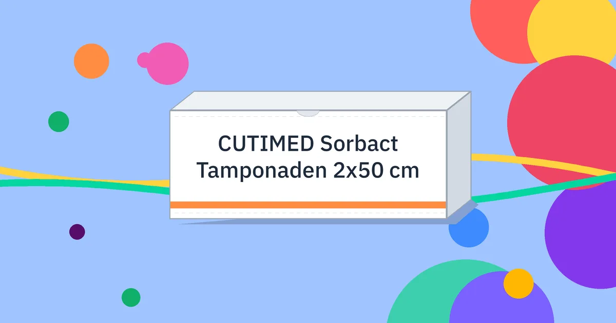 Symbolbild: Packung mit der Aufschrift CUTIMED Sorbact Tamponaden 2x50 cm (PZN 19168794) – Verfügbarkeit und Bezug in Apotheken in Frankfurt am Main