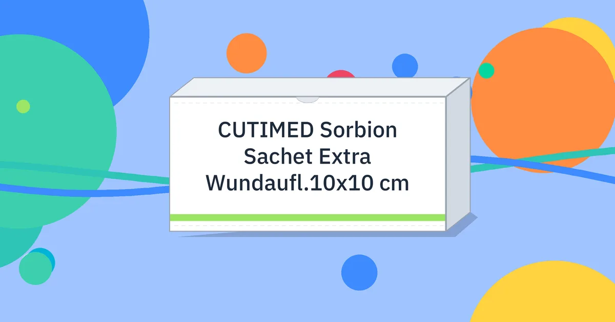 Symbolbild: Packung mit der Aufschrift CUTIMED Sorbion Sachet Extra Wundaufl.10x10 cm (PZN 11361729) – Verfügbarkeit und Bezug in Apotheken in Frankfurt am Main