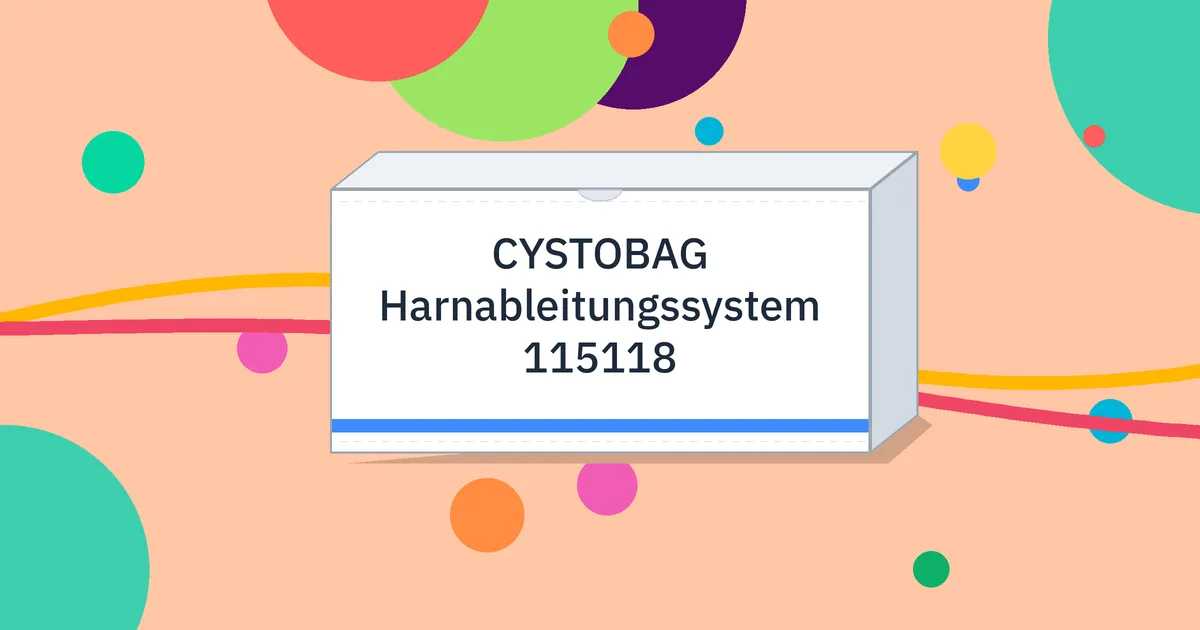 Symbolbild: Packung mit der Aufschrift CYSTOBAG Harnableitungssystem 115118 (PZN 07008074) – Verfügbarkeit und Bezug in Apotheken in Frankfurt am Main