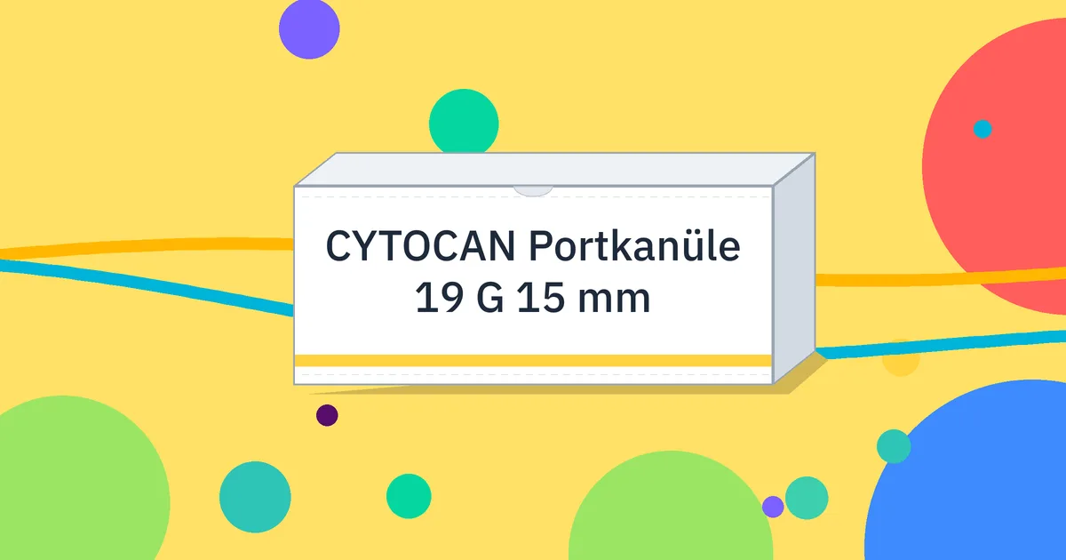 Symbolbild: Packung mit der Aufschrift CYTOCAN Portkanüle 19 G 15 mm (PZN 04874291) – Verfügbarkeit und Bezug in Apotheken in Frankfurt am Main