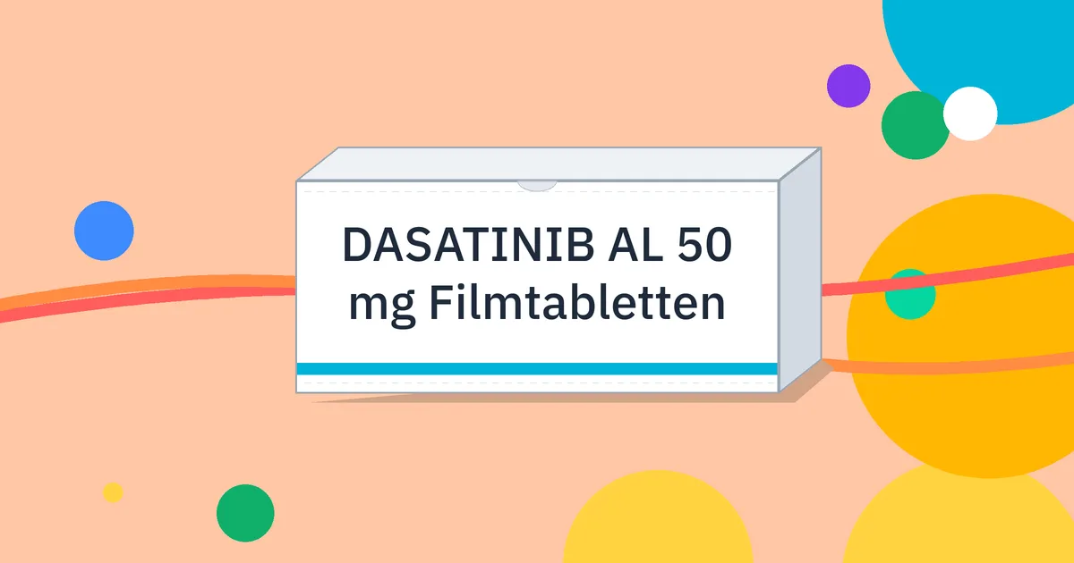 Symbolbild: Packung mit der Aufschrift DASATINIB AL 50 mg Filmtabletten (PZN 14385239) – Verfügbarkeit und Bezug in Apotheken in Frankfurt am Main