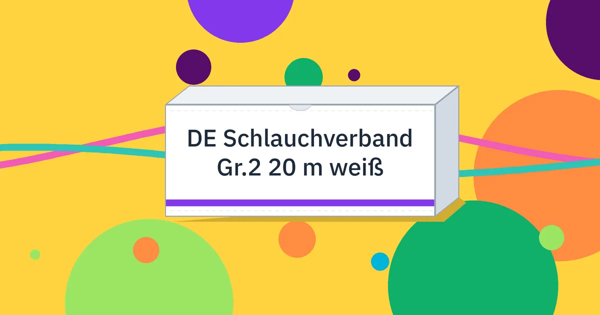 Symbolbild: Packung mit der Aufschrift DE Schlauchverband Gr.2 20 m weiß (PZN 05965564) – Verfügbarkeit und Bezug in Apotheken in Frankfurt am Main