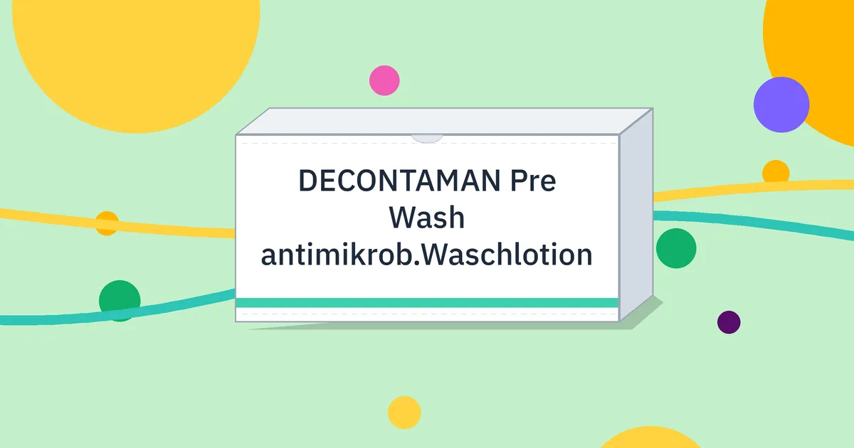 Symbolbild: Packung mit der Aufschrift DECONTAMAN Pre Wash antimikrob.Waschlotion (PZN 15433561) – Verfügbarkeit und Bezug in Apotheken in Frankfurt am Main