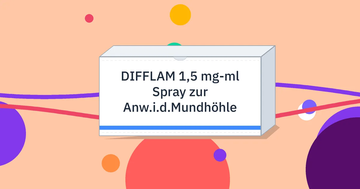 Symbolbild: Packung mit der Aufschrift DIFFLAM 1,5 mg-ml Spray zur Anw.i.d.Mundhöhle (PZN 13874516) – Verfügbarkeit und Bezug in Apotheken in Frankfurt am Main