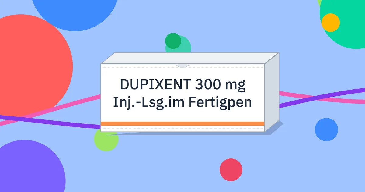 Symbolbild: Packung mit der Aufschrift DUPIXENT 300 mg Inj.-Lsg.im Fertigpen (PZN 14350175) – Verfügbarkeit und Bezug in Apotheken in Frankfurt am Main