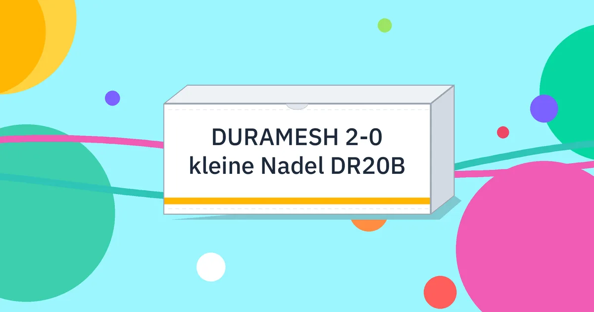 Symbolbild: Packung mit der Aufschrift DURAMESH 2-0 kleine Nadel DR20B (PZN 18883661) – Verfügbarkeit und Bezug in Apotheken in Frankfurt am Main