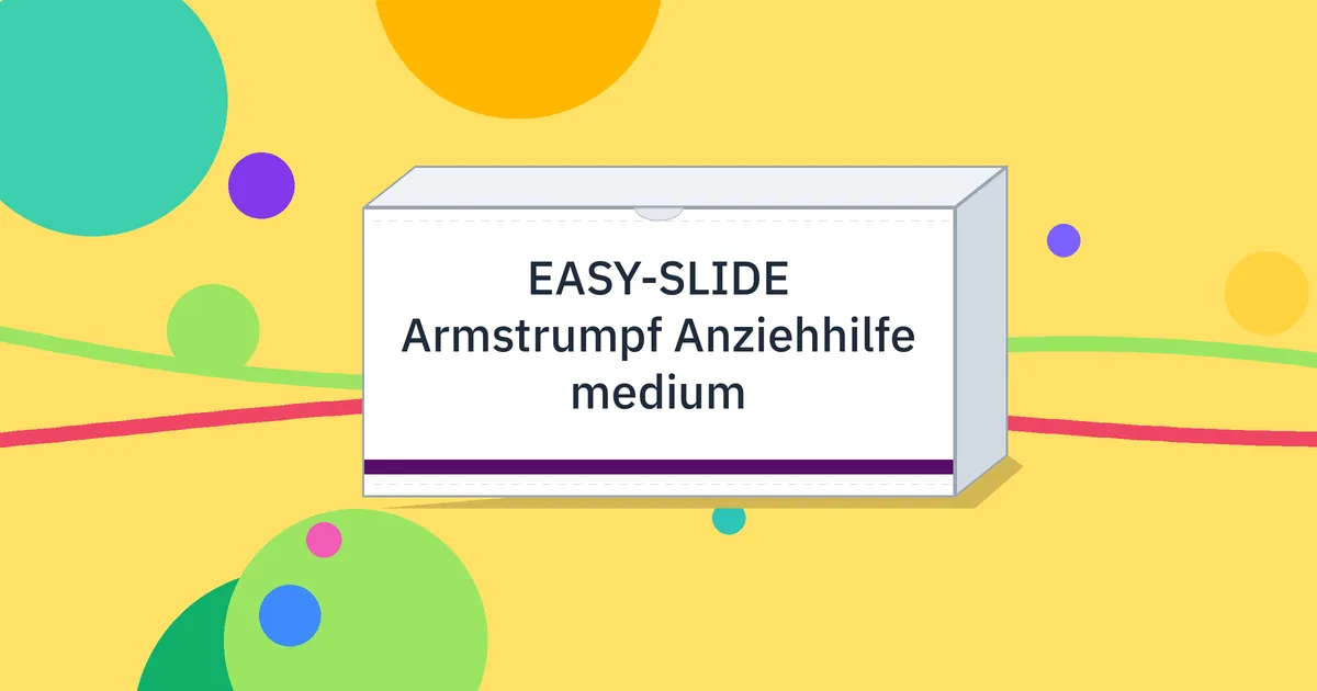 Symbolbild: Packung mit der Aufschrift EASY-SLIDE Armstrumpf Anziehhilfe medium (PZN 18080152) – Verfügbarkeit und Bezug in Apotheken in Frankfurt am Main