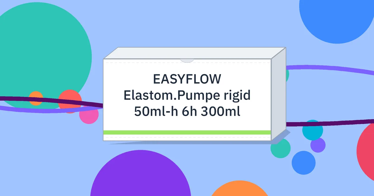 Symbolbild: Packung mit der Aufschrift EASYFLOW Elastom.Pumpe rigid 50ml-h 6h 300ml (PZN 19262754) – Verfügbarkeit und Bezug in Apotheken in Frankfurt am Main