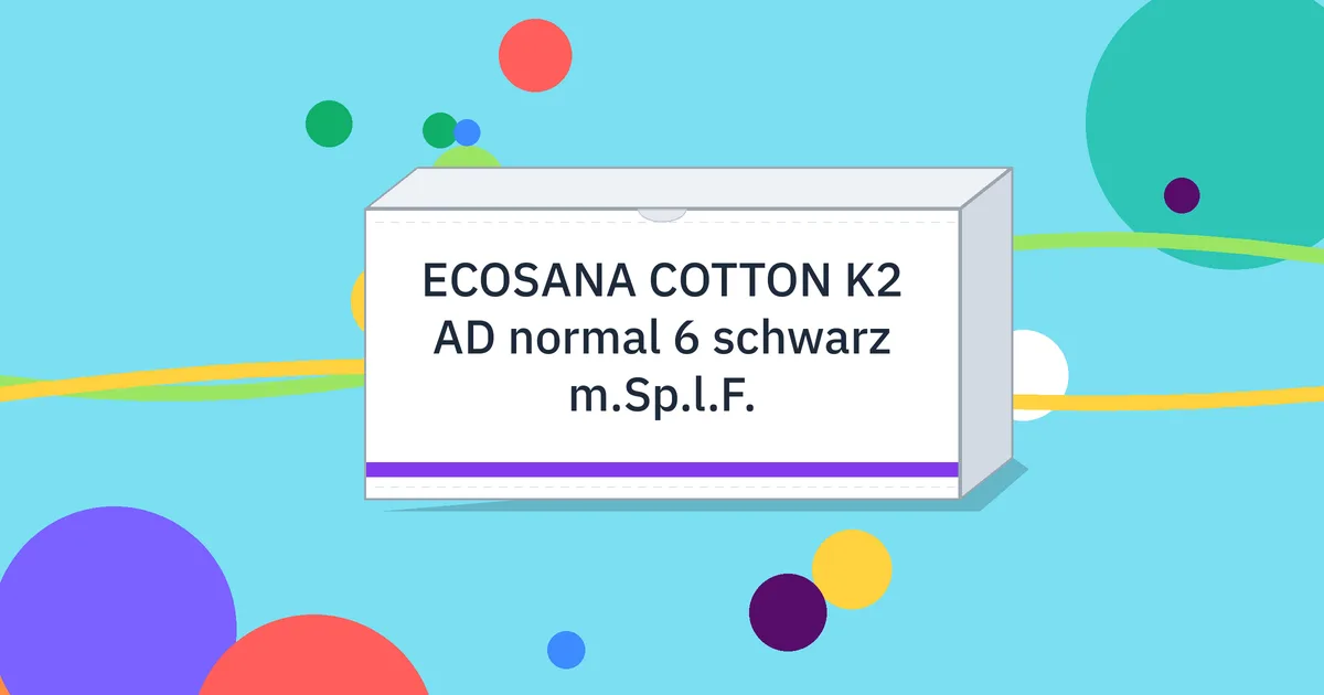 Symbolbild: Packung mit der Aufschrift ECOSANA COTTON K2 AD normal 6 schwarz m.Sp.l.F. (PZN 16948190) – Verfügbarkeit und Bezug in Apotheken in Frankfurt am Main