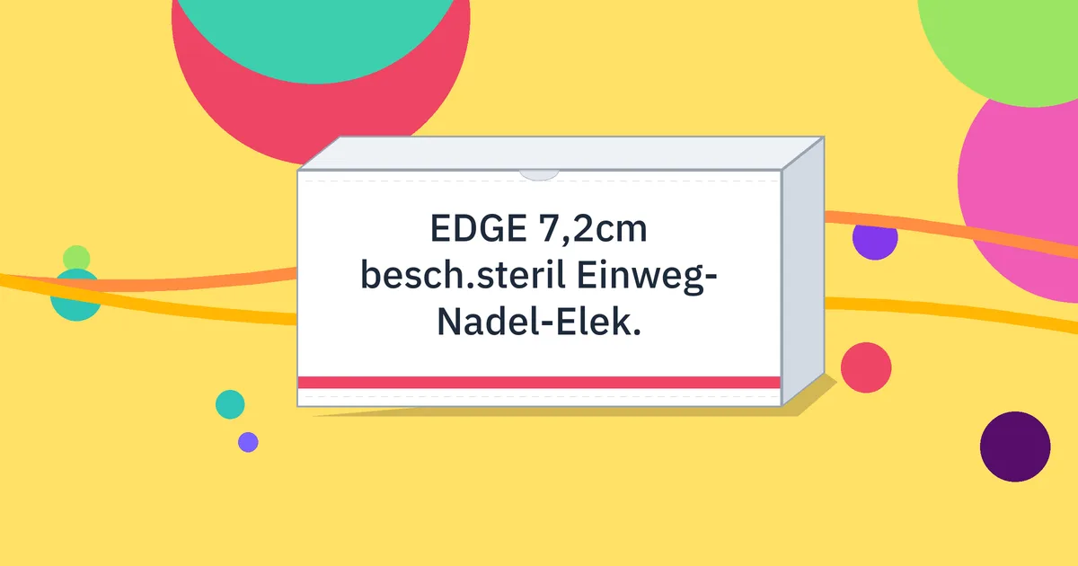 Symbolbild: Packung mit der Aufschrift EDGE 7,2cm besch.steril Einweg-Nadel-Elek. (PZN 16050626) – Verfügbarkeit und Bezug in Apotheken in Frankfurt am Main