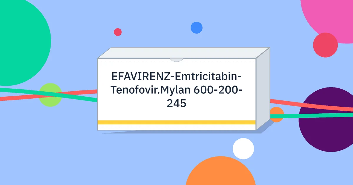 Symbolbild: Packung mit der Aufschrift EFAVIRENZ-Emtricitabin-Tenofovir.Mylan 600-200-245 (PZN 17444020) – Verfügbarkeit und Bezug in Apotheken in Frankfurt am Main