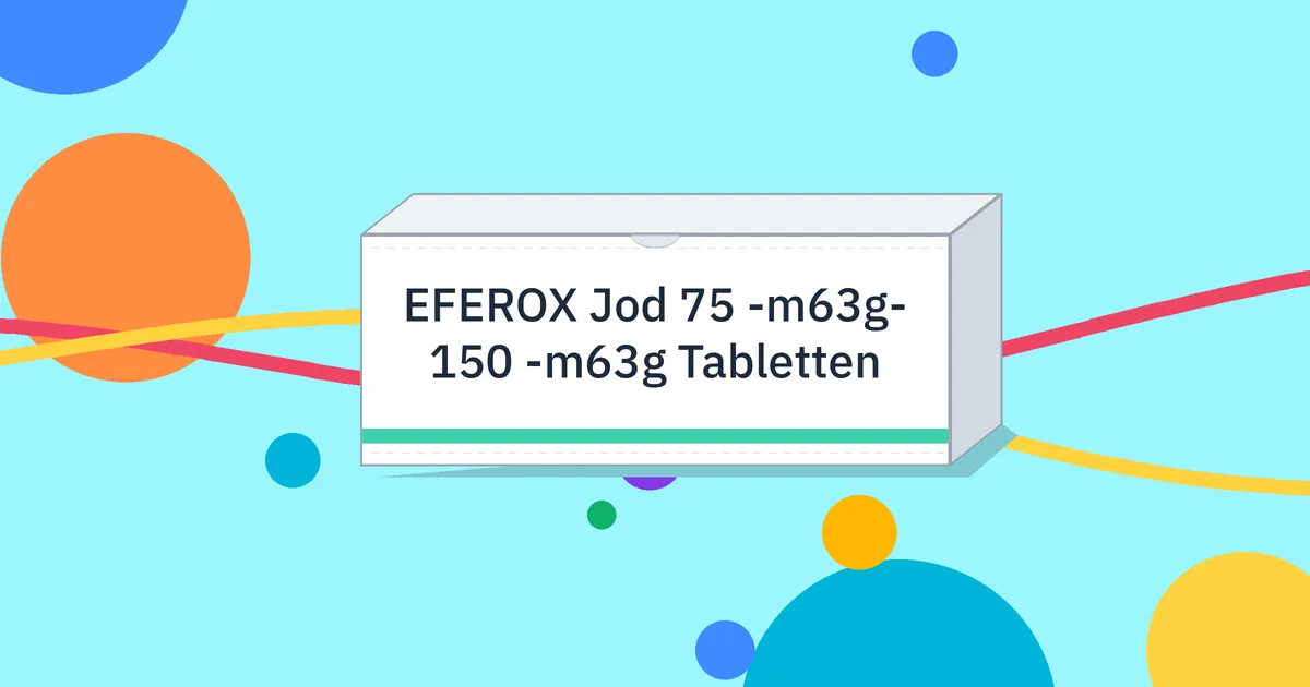 Symbolbild: Packung mit der Aufschrift EFEROX Jod 75 -m63g-150 -m63g Tabletten (PZN 00231366) – Verfügbarkeit und Bezug in Apotheken in Frankfurt am Main
