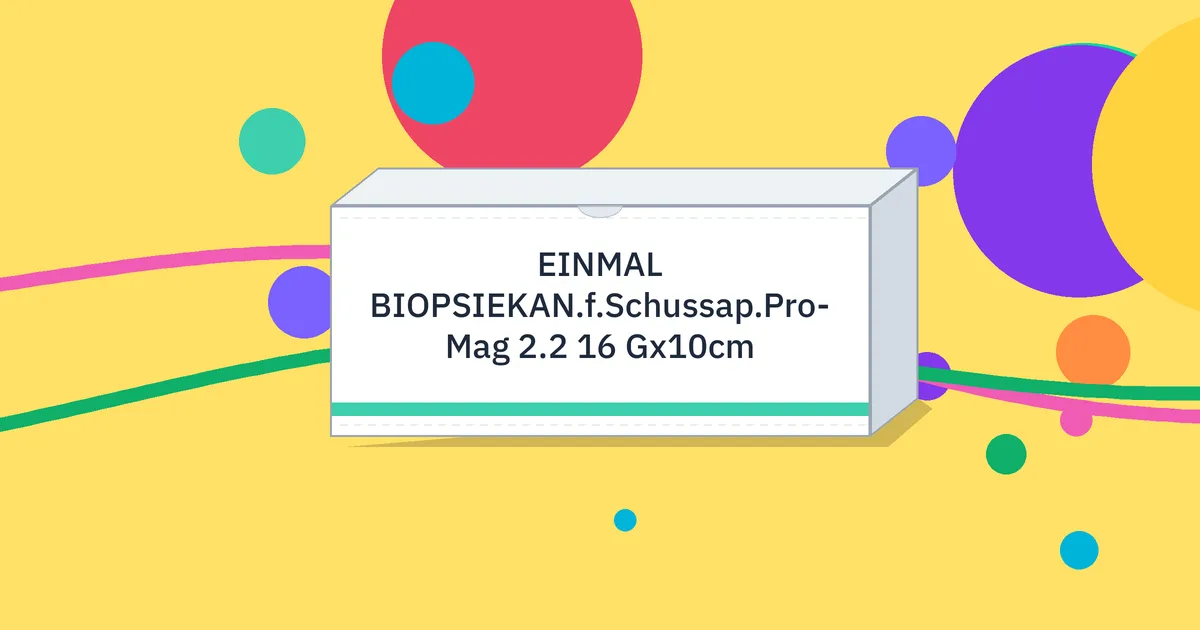 Symbolbild: Packung mit der Aufschrift EINMAL BIOPSIEKAN.f.Schussap.Pro-Mag 2.2 16 Gx10cm (PZN 00282665) – Verfügbarkeit und Bezug in Apotheken in Frankfurt am Main