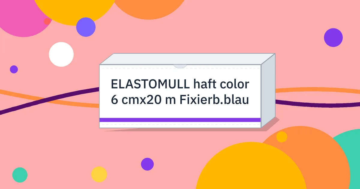 Symbolbild: Packung mit der Aufschrift ELASTOMULL haft color 6 cmx20 m Fixierb.blau (PZN 01412549) – Verfügbarkeit und Bezug in Apotheken in Frankfurt am Main