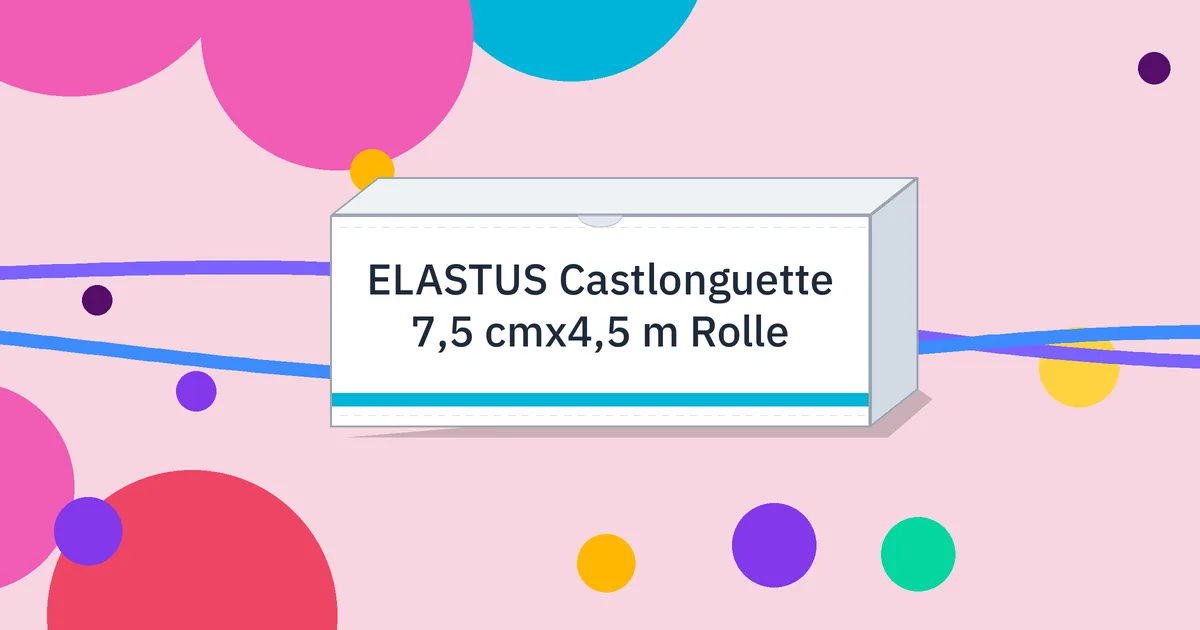 Symbolbild: Packung mit der Aufschrift ELASTUS Castlonguette 7,5 cmx4,5 m Rolle (PZN 06476784) – Verfügbarkeit und Bezug in Apotheken in Frankfurt am Main