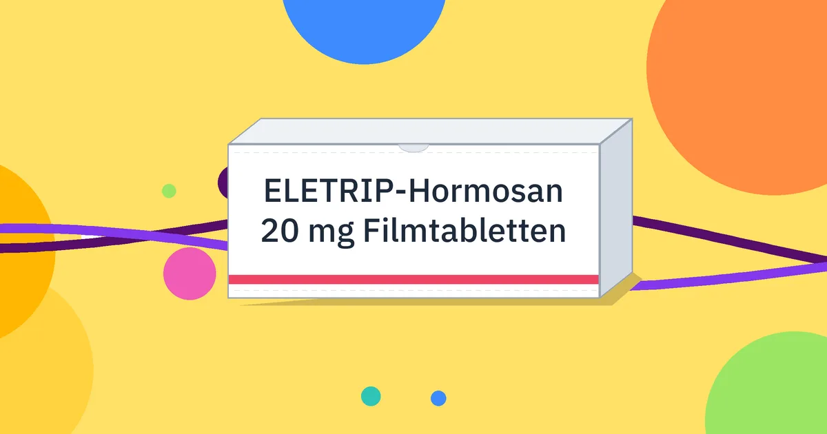 Symbolbild: Packung mit der Aufschrift ELETRIP-Hormosan 20 mg Filmtabletten (PZN 16927207) – Verfügbarkeit und Bezug in Apotheken in Frankfurt am Main