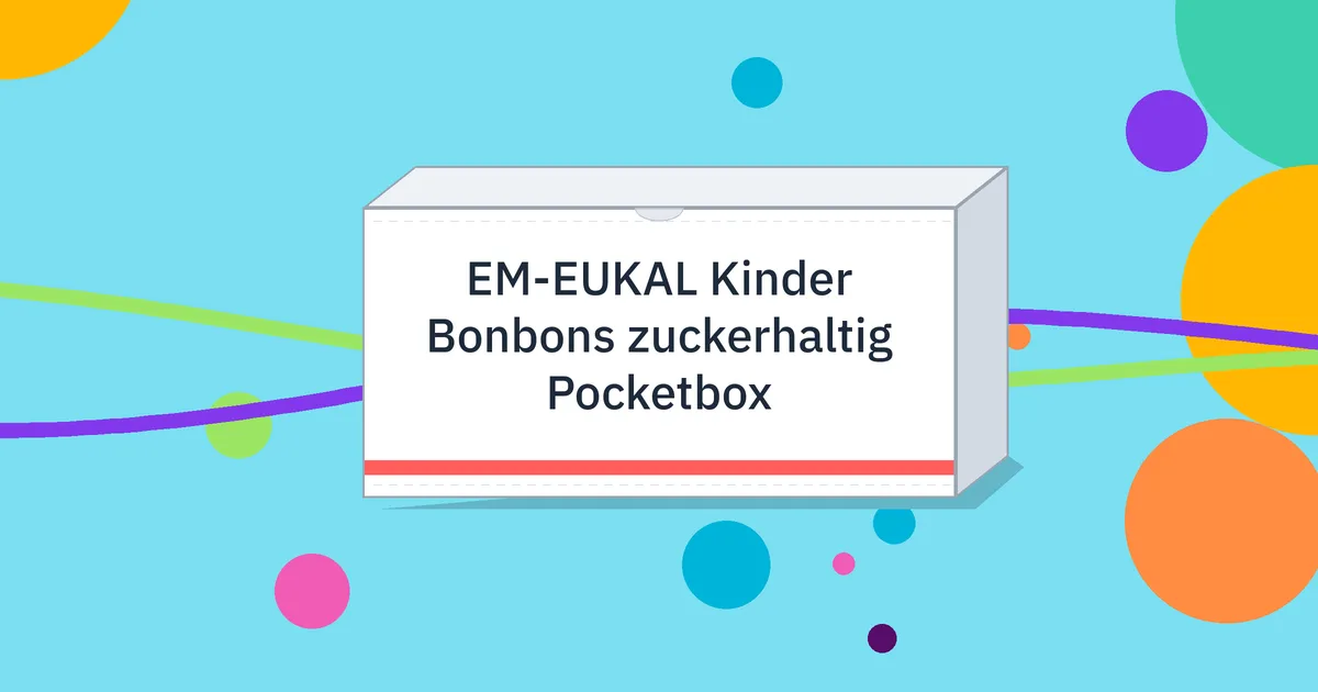 Symbolbild: Packung mit der Aufschrift EM-EUKAL Kinder Bonbons zuckerhaltig Pocketbox (PZN 03166936) – Verfügbarkeit und Bezug in Apotheken in Frankfurt am Main