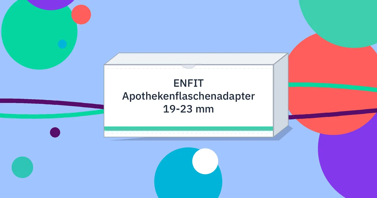 Symbolbild: Packung mit der Aufschrift ENFIT Apothekenflaschenadapter 19-23 mm (PZN 19996746) – Verfügbarkeit und Bezug in Apotheken in Frankfurt am Main