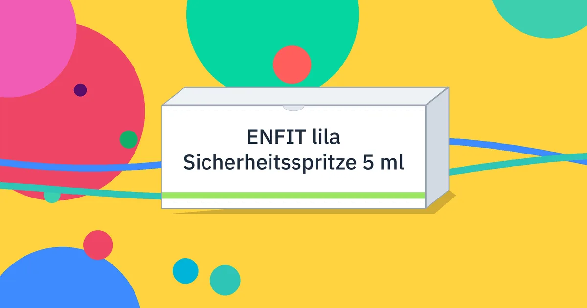 Symbolbild: Packung mit der Aufschrift ENFIT lila Sicherheitsspritze 5 ml (PZN 16734922) – Verfügbarkeit und Bezug in Apotheken in Frankfurt am Main