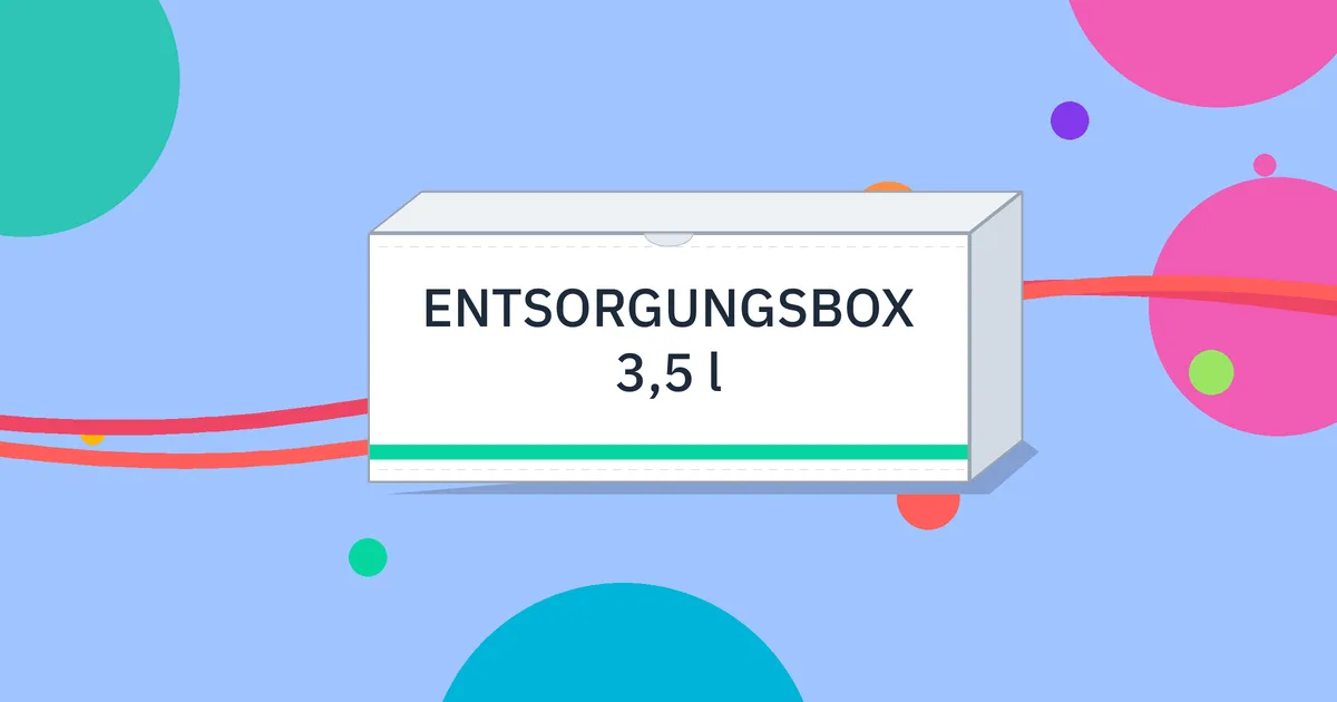 Symbolbild: Packung mit der Aufschrift ENTSORGUNGSBOX 3,5 l (PZN 09308515) – Verfügbarkeit und Bezug in Apotheken in Frankfurt am Main