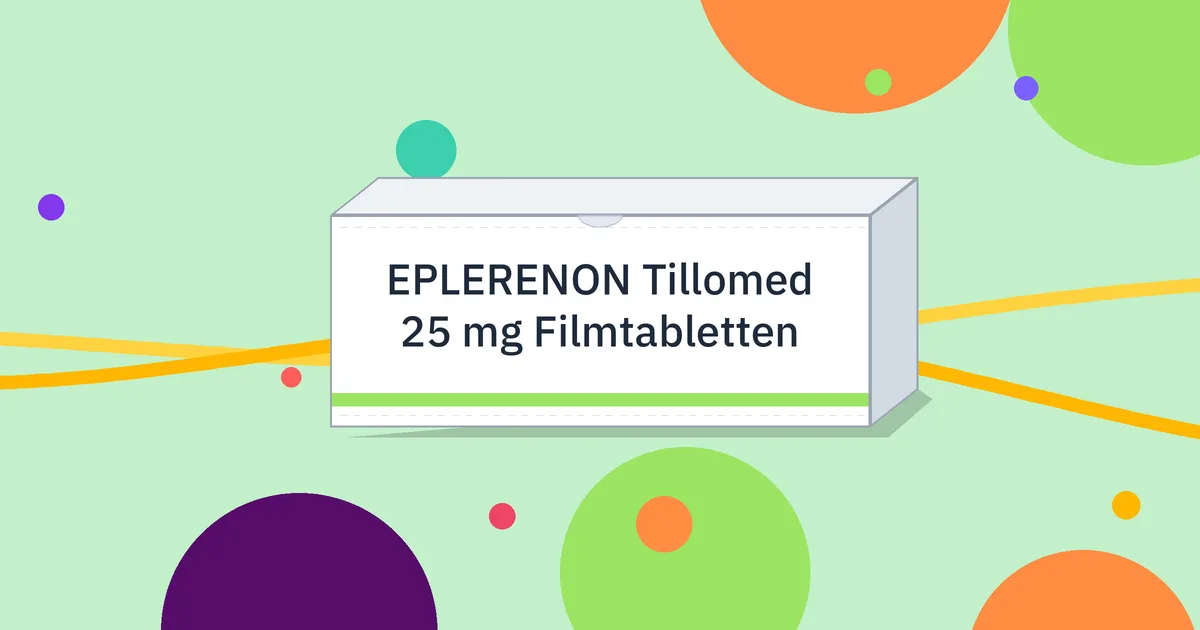 Symbolbild: Packung mit der Aufschrift EPLERENON Tillomed 25 mg Filmtabletten (PZN 17526893) – Verfügbarkeit und Bezug in Apotheken in Frankfurt am Main