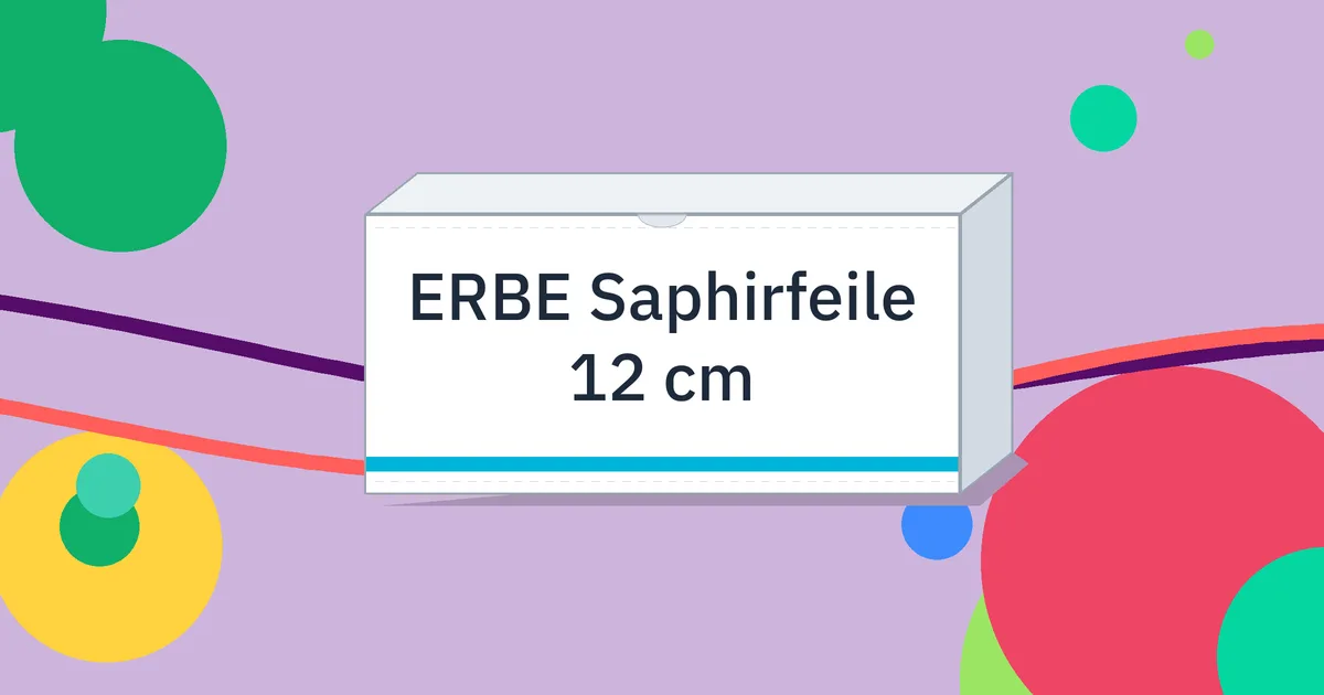 Symbolbild: Packung mit der Aufschrift ERBE Saphirfeile 12 cm (PZN 20052631) – Verfügbarkeit und Bezug in Apotheken in Frankfurt am Main