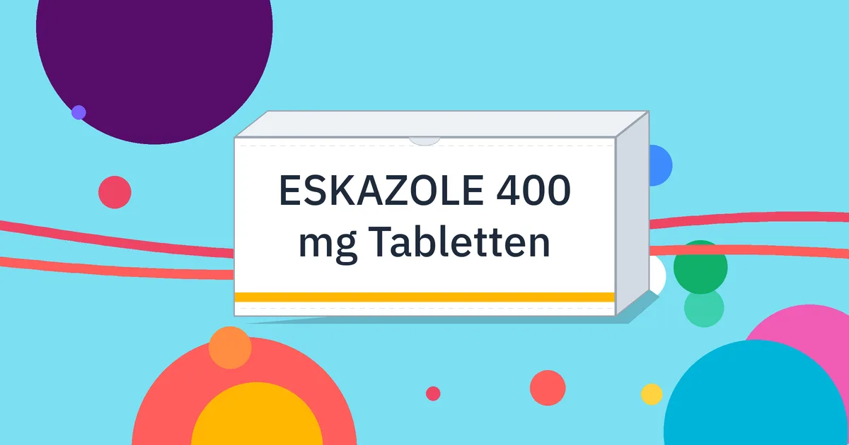 Symbolbild: Packung mit der Aufschrift ESKAZOLE 400 mg Tabletten (PZN 18779567) – Verfügbarkeit und Bezug in Apotheken in Frankfurt am Main