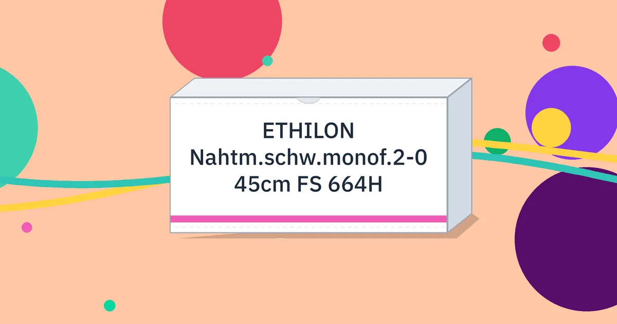 Symbolbild: Packung mit der Aufschrift ETHILON Nahtm.schw.monof.2-0 45cm FS 664H (PZN 16251520) – Verfügbarkeit und Bezug in Apotheken in Frankfurt am Main