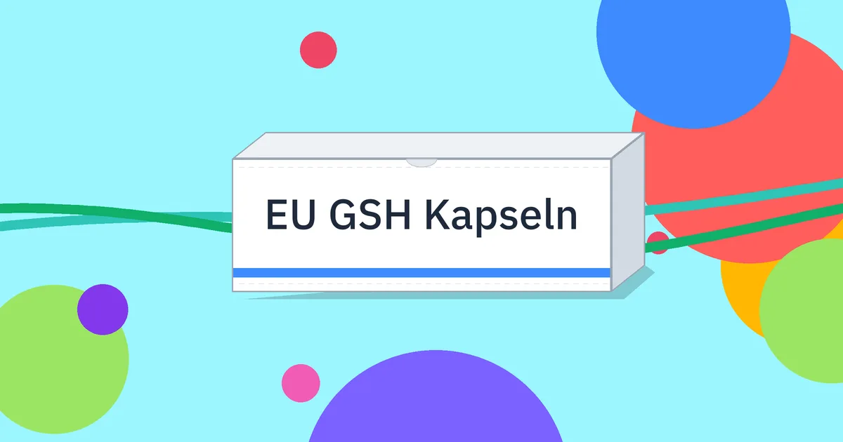 Symbolbild: Packung mit der Aufschrift EU GSH Kapseln (PZN 18302960) – Verfügbarkeit und Bezug in Apotheken in Frankfurt am Main