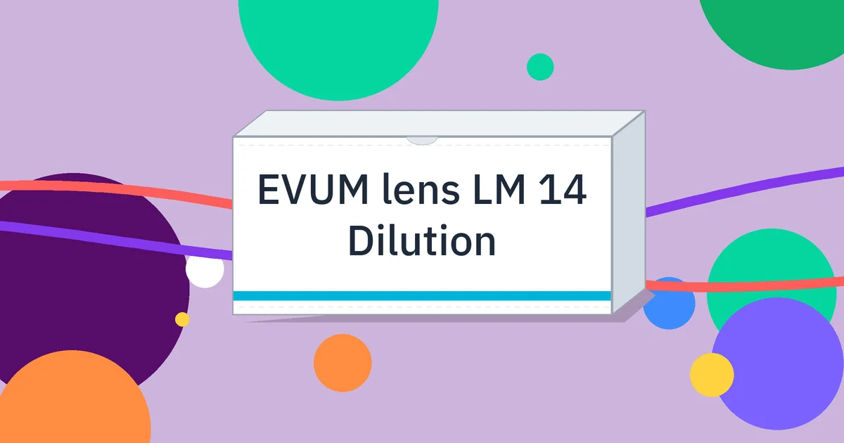 Symbolbild: Packung mit der Aufschrift EVUM lens LM 14 Dilution (PZN 13485128) – Verfügbarkeit und Bezug in Apotheken in Frankfurt am Main
