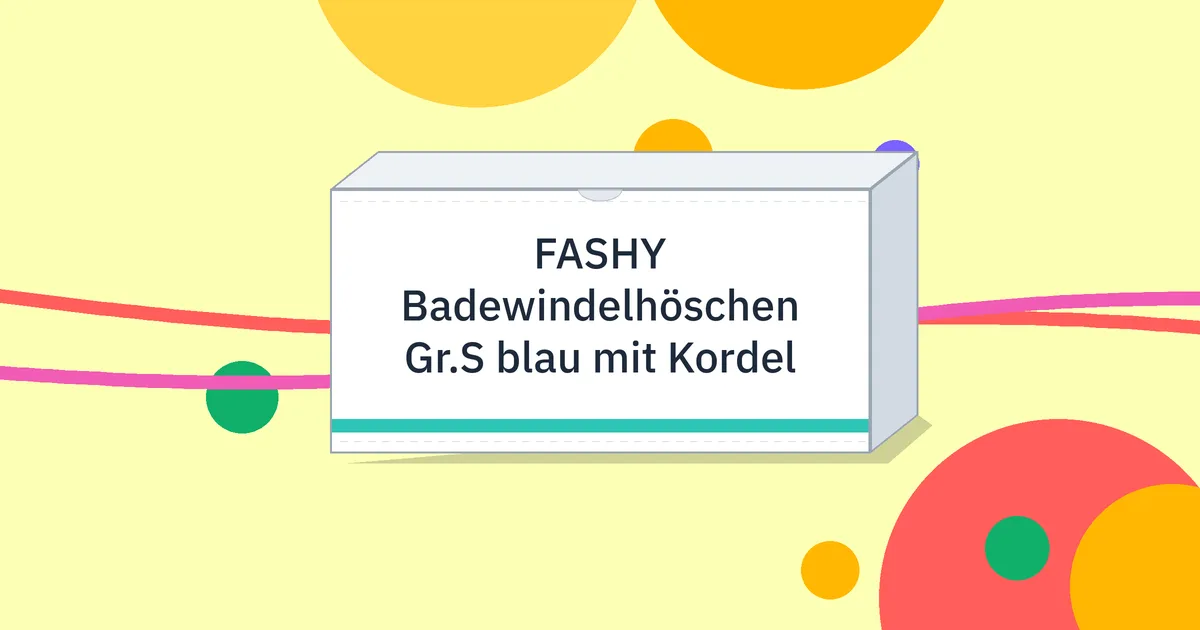Symbolbild: Packung mit der Aufschrift FASHY Badewindelhöschen Gr.S blau mit Kordel (PZN 01497818) – Verfügbarkeit und Bezug in Apotheken in Frankfurt am Main