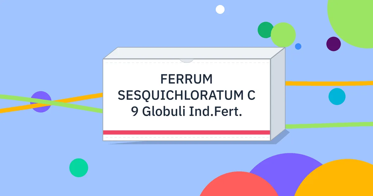 Symbolbild: Packung mit der Aufschrift FERRUM SESQUICHLORATUM C 9 Globuli Ind.Fert. (PZN 17732948) – Verfügbarkeit und Bezug in Apotheken in Frankfurt am Main